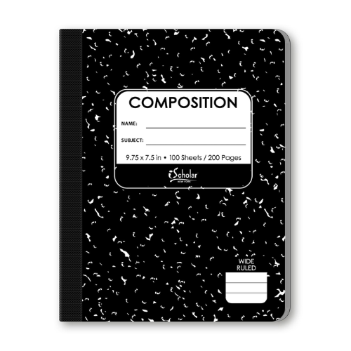 Basic - Black & White Marble Composition Book 100pg - JA SHOPEASY